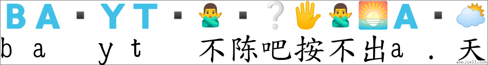 “ba Yt 不陈吧按不出a 天”轉爲emoji表情符號 《國語字典》📘